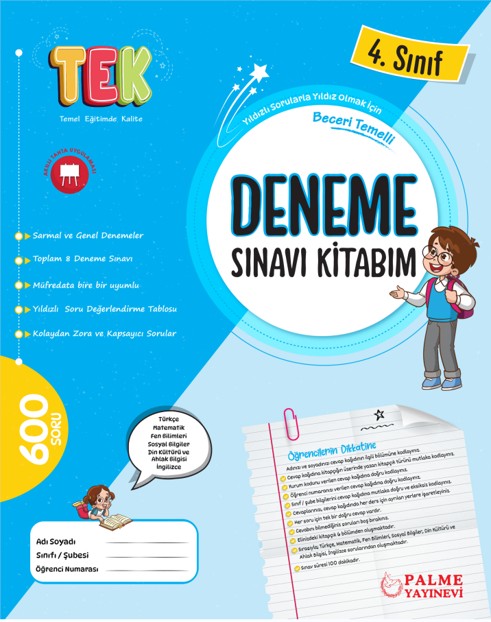 TEK 4. SINIF DENEME SINAVI KİTABIM | Palme Yayınevi Dijital Eğitim ...